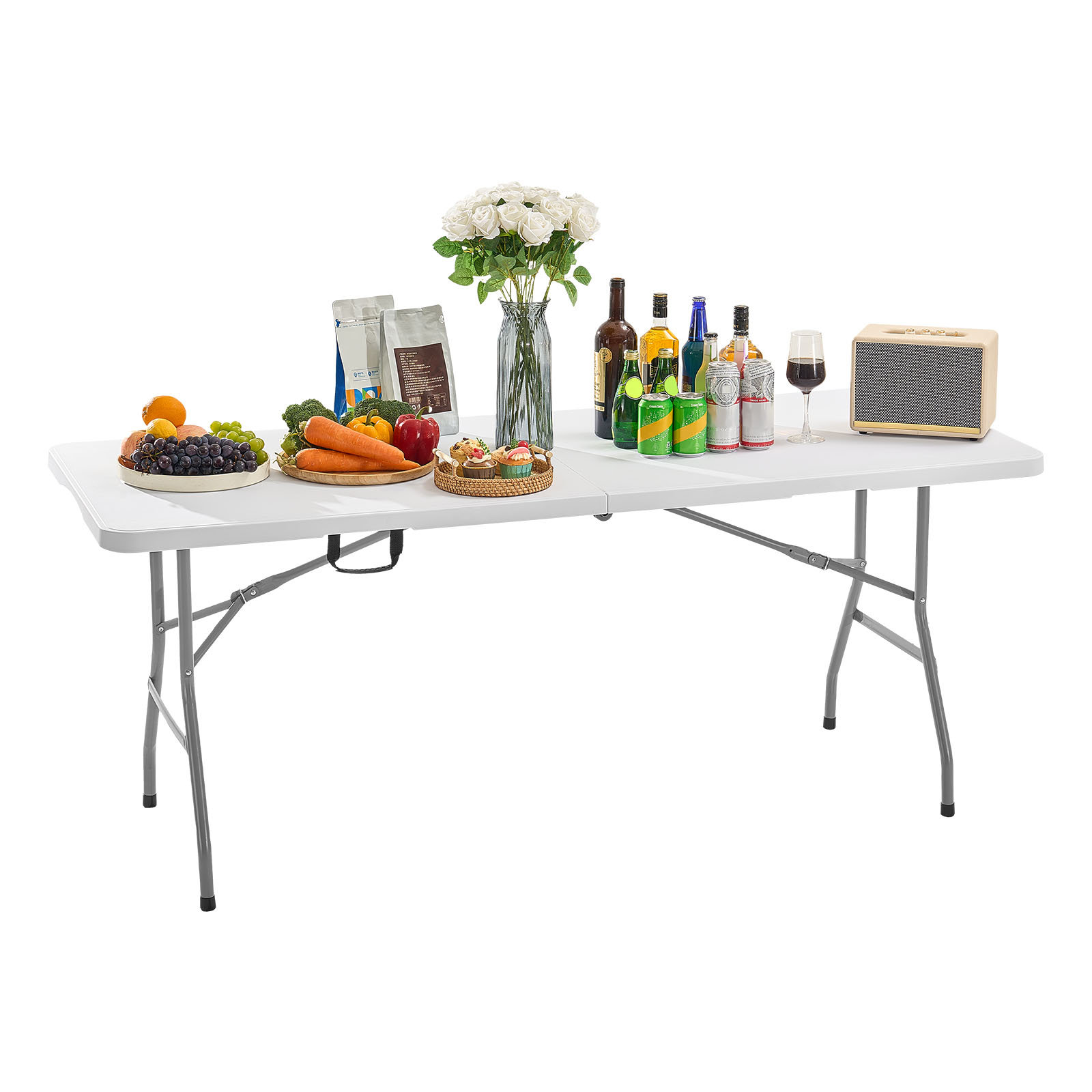 Stellweilan Tessberg Plastic Folding Table Portable Picnic Utility ...