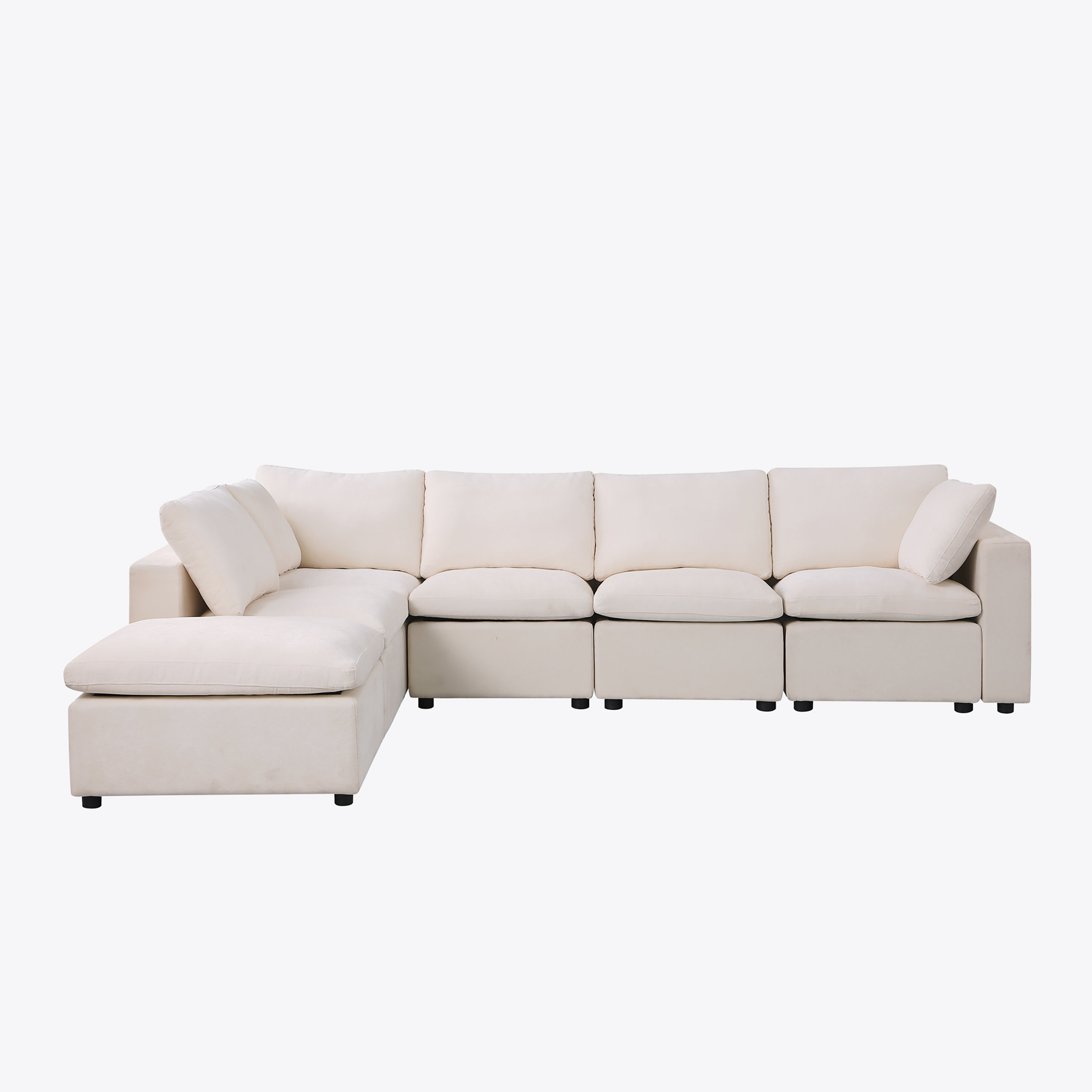 Latitude Run® Convertible Modular L Shaped Sofa Couch with Ottomans for ...