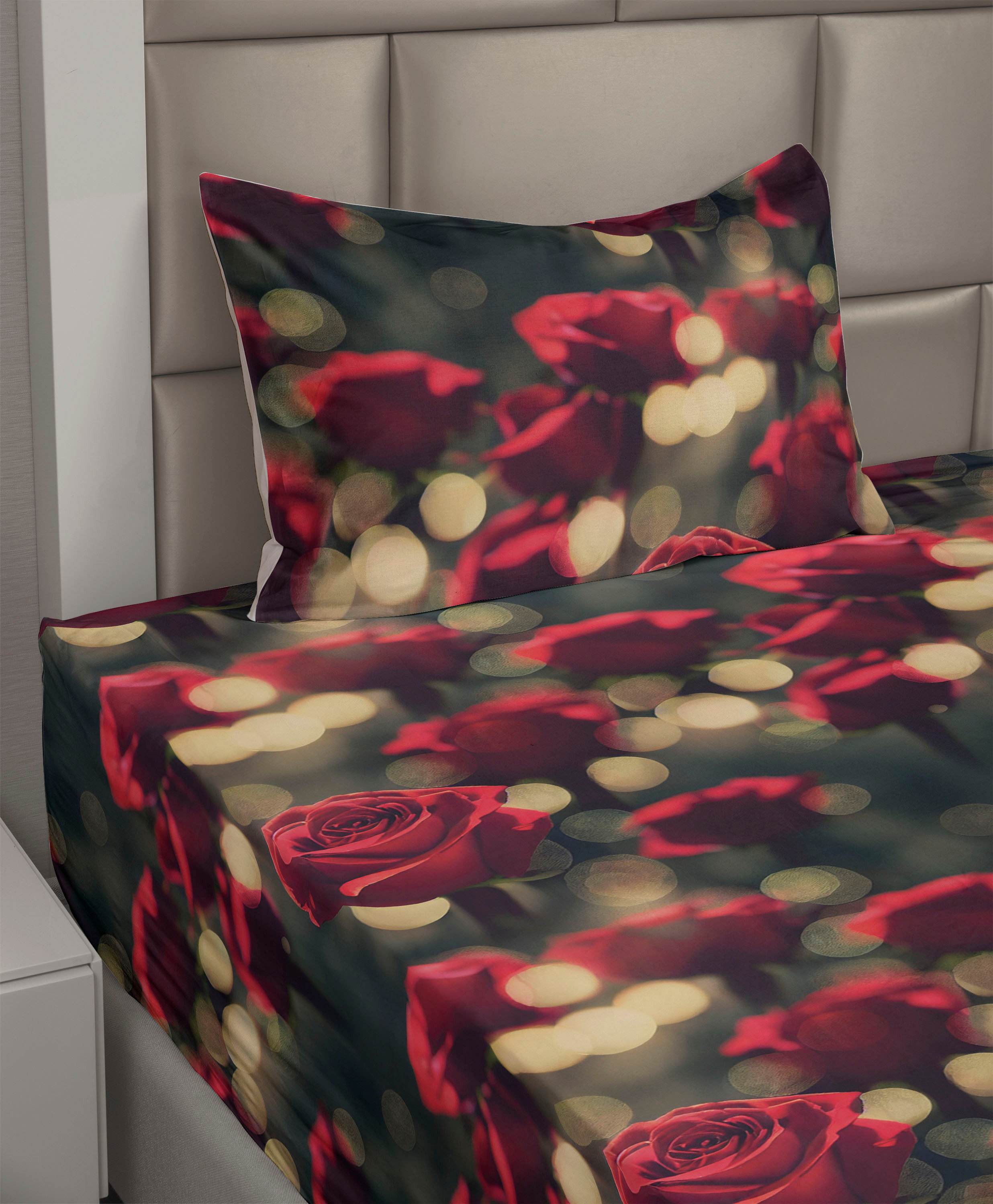 Ambesonne Delicate Rose Sheet Set Garden Romantic Bloom Dark Pink Pale ...