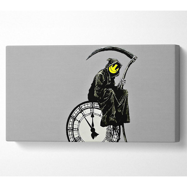 Happy Larry Smiley Face Reaper Times Up - Print | Wayfair.co.uk