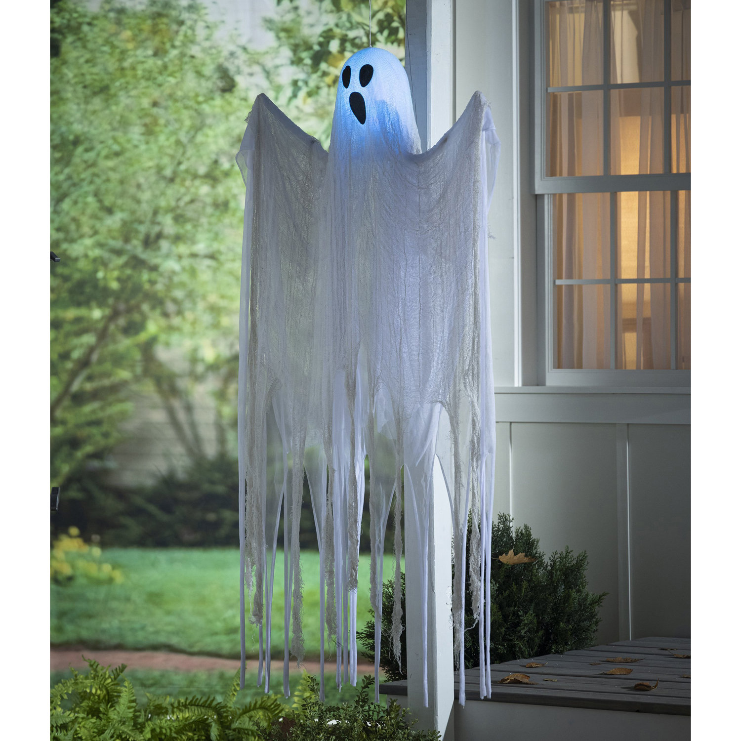 The Twillery Co.® 60"H Hanging Ghost With Outdoor Safe Color-Changing ...