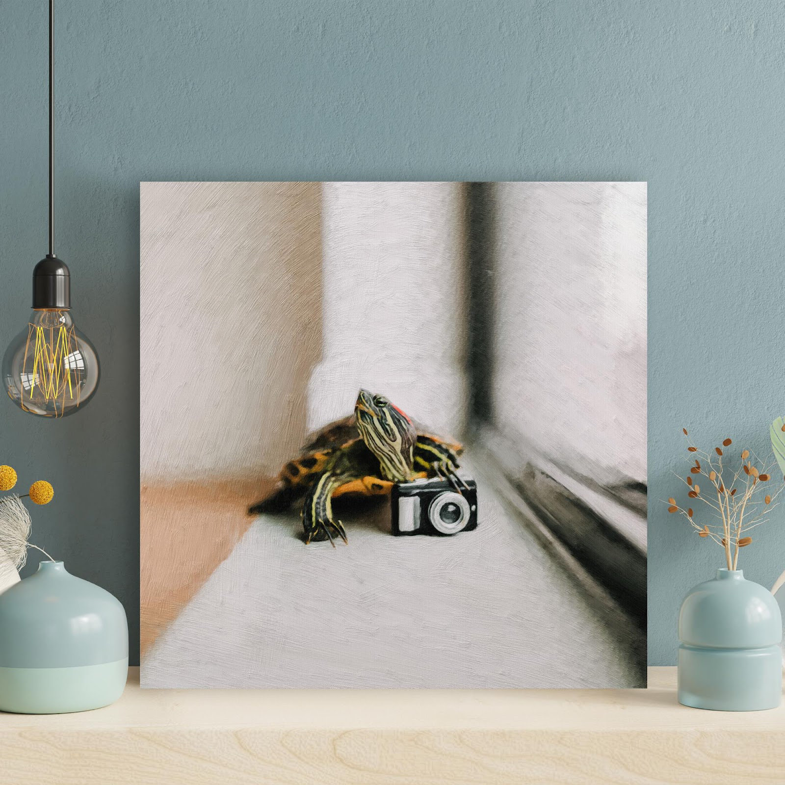 Bayou Breeze Black And Yellow Turtle On White Textile - 1 Piece Square ...