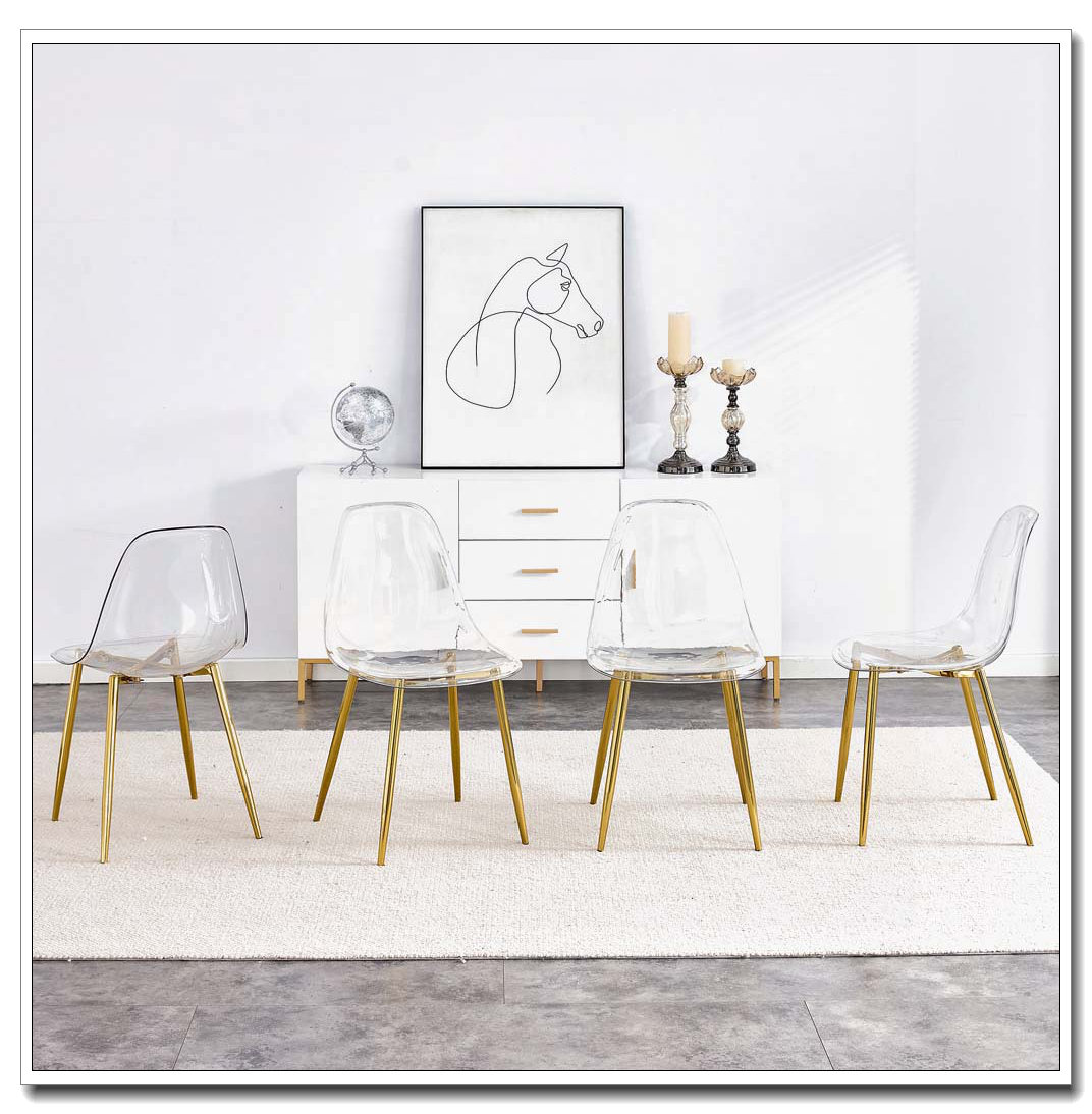 Mercer41 Transparent Dining Chair Plastic Chair Armless Crystal Chair ...