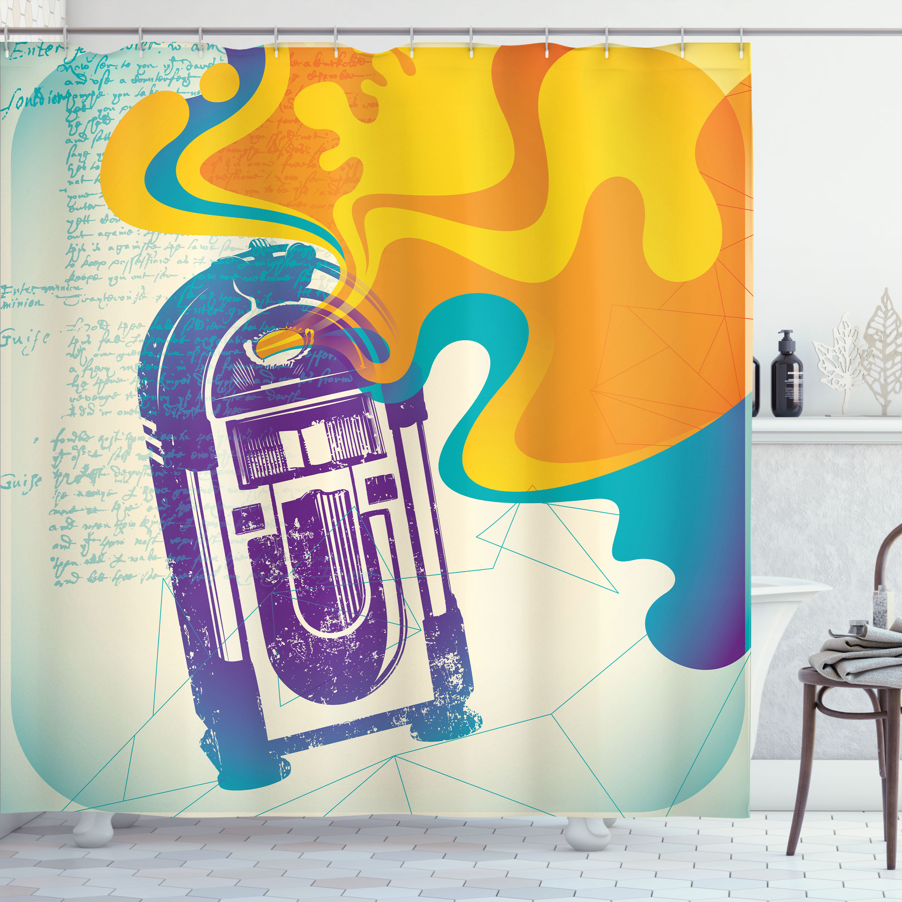 Dakota Fields Vintage Shower Curtain Retro Vintage Radio Music Purple ...