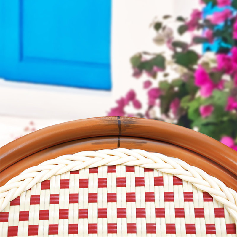 Amerivend Works Metal Outdoor Stackable Dining Side Chair with Cushion ...