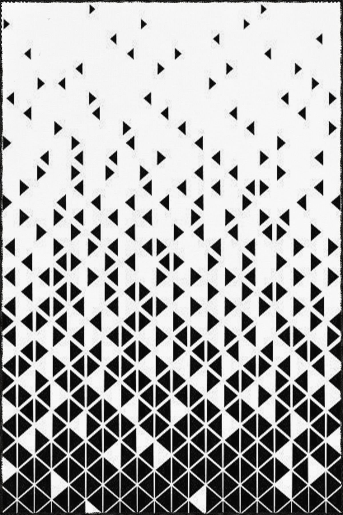 Orren Ellis Black Triangle Geometric Themed Woven Base Washable Rug ...