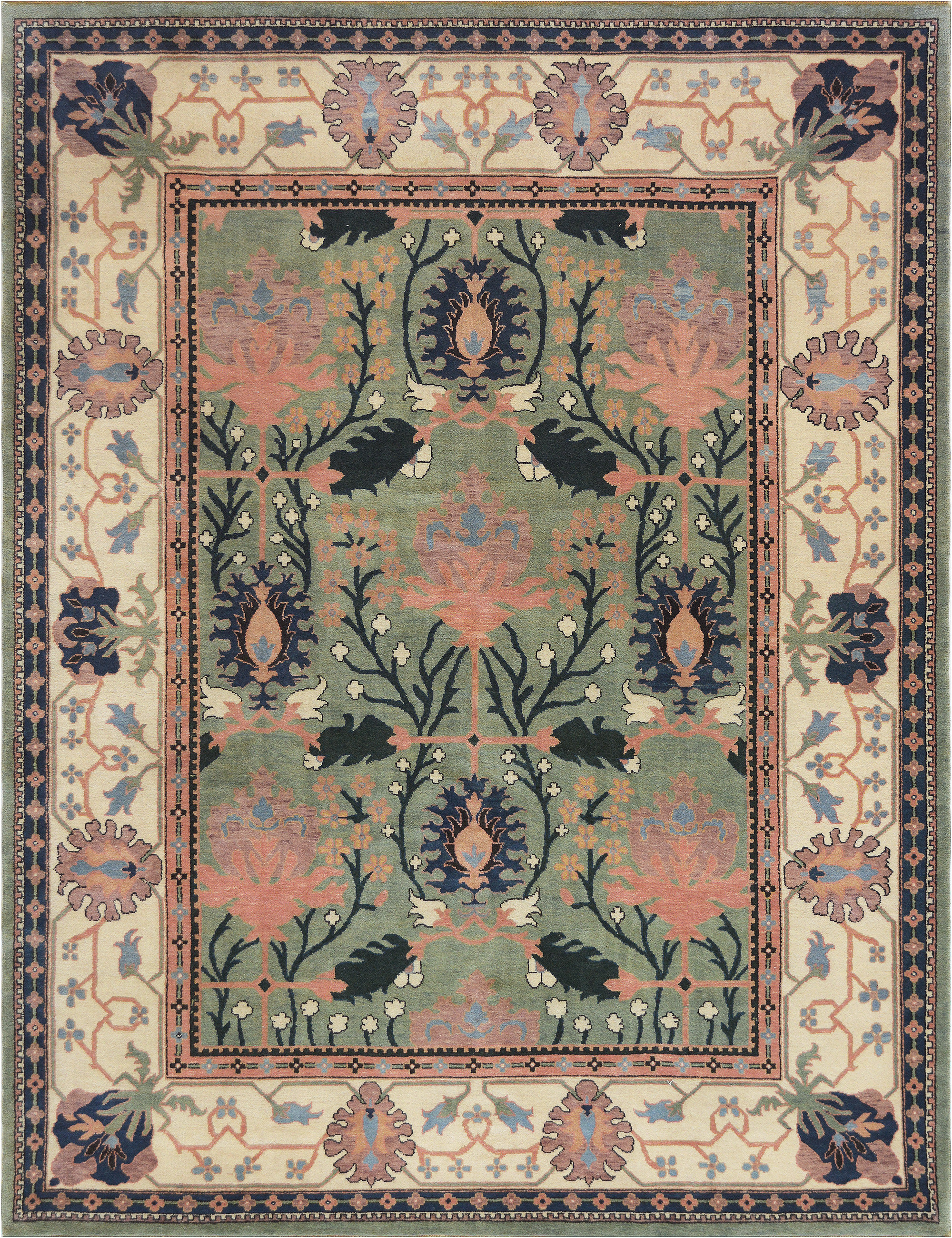 Mansour Donegal Hand-Knotted Wool Green/Beige Rug - Wayfair Canada