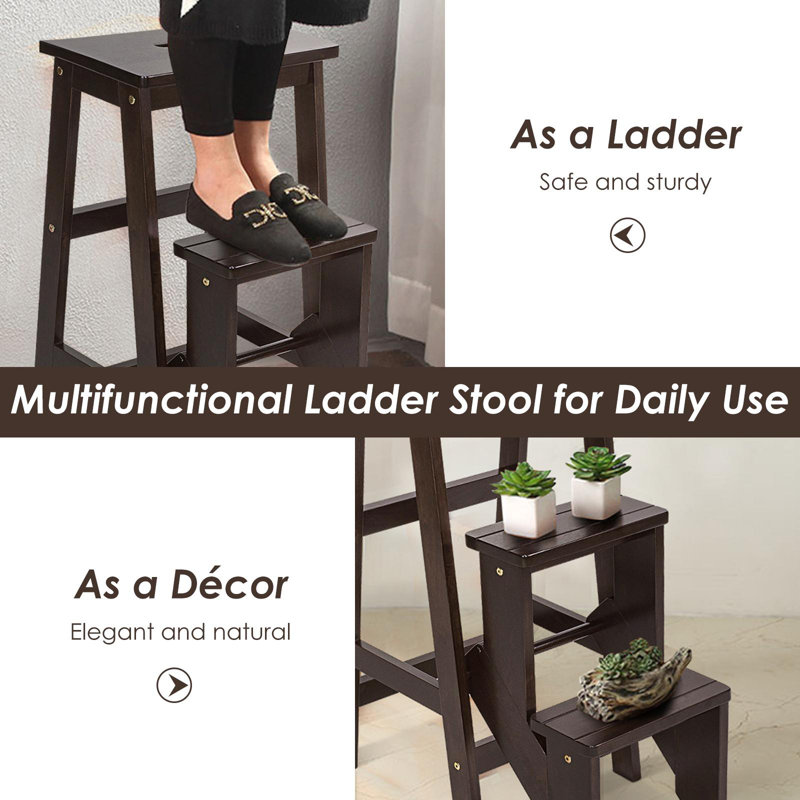 Wildon Home® Oakgrove 3 - Step Wood Folding Step Stool & Reviews | Wayfair
