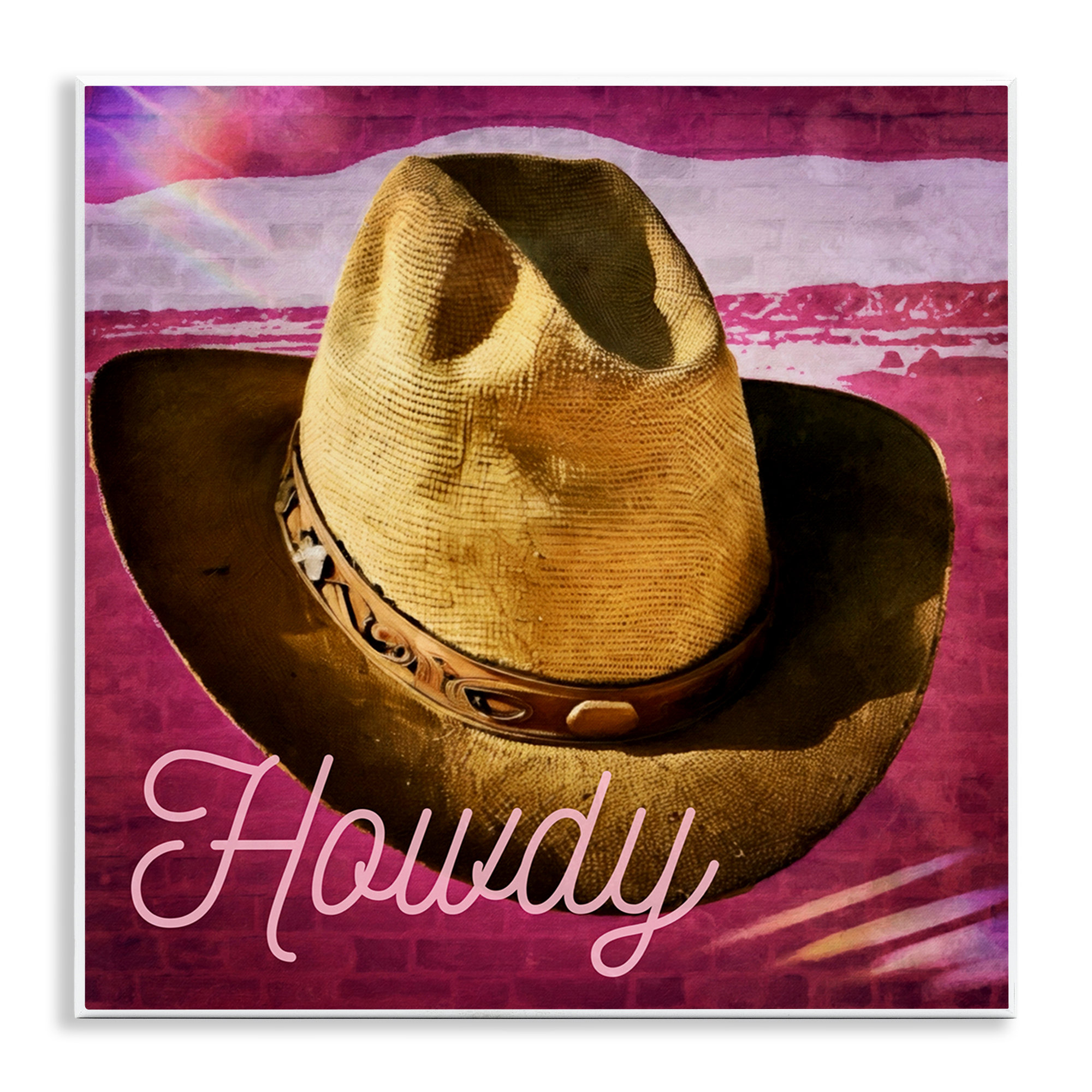 Ophelia & Co. Howdy Cowboy Hat on Pink Wall Plaque Art by Graffi*tee Studios - Wayfair Canada