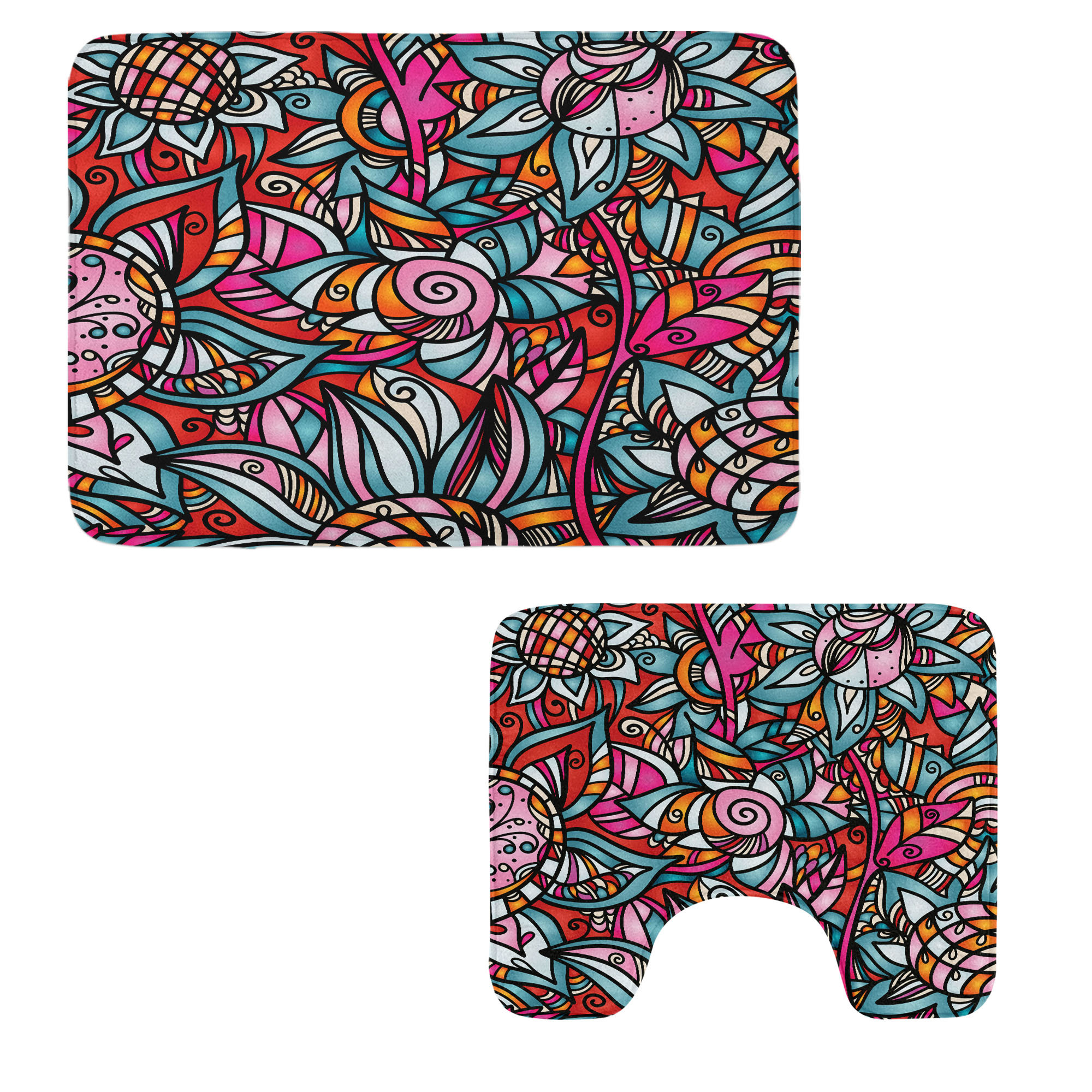 Dakota Fields Colorful Bathroom Rug Set 2 Pieces Rectangle & Contour ...