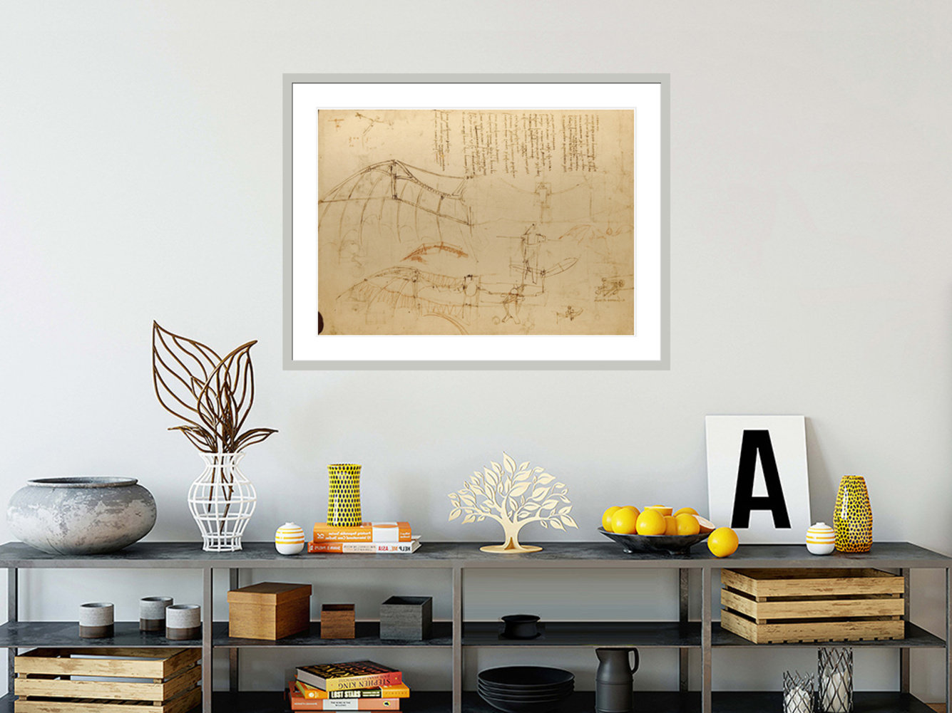 Red Barrel Studio® Drawing of flying machine with beating wings by ...