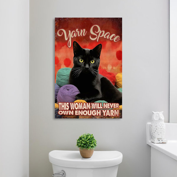 Trinx Black Cat Yarn Space - 1 Piece Rectangle Graphic A " Black Cat ...