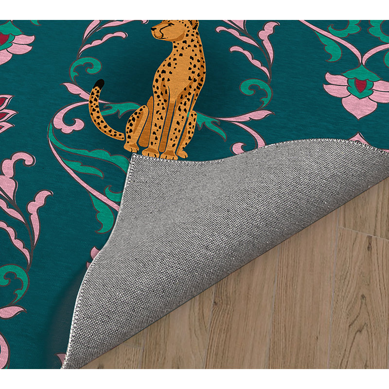 House of Hampton® Wild Cat Teal/Blue/Orange Area Rug By House of ...