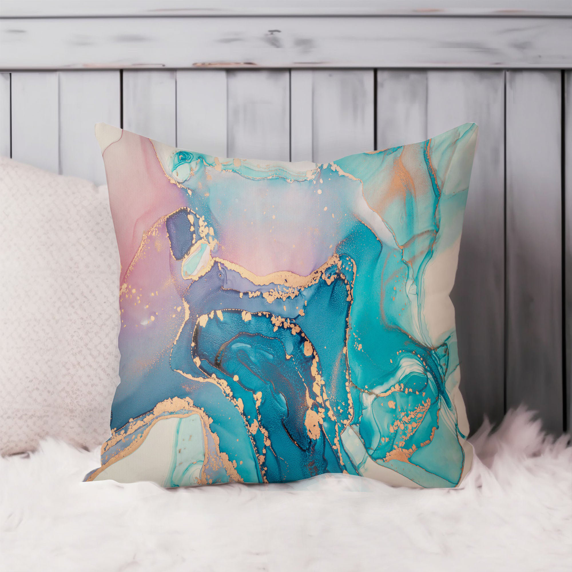 Ethan Taylor Abstract Cyan Symphony Crystals Geode Modern Agate | Wayfair