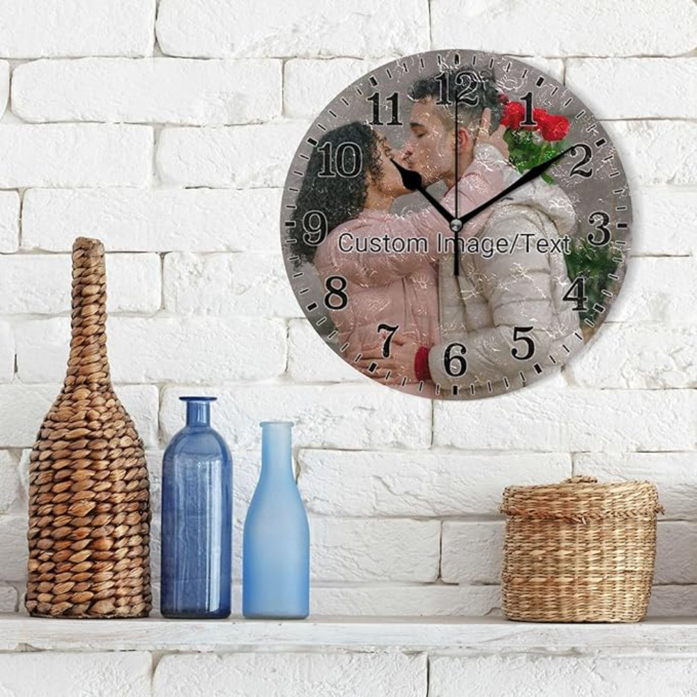 Red Barrel Studio® JUNZAN Custom Image/Text Round Bathroom Clocks For ...