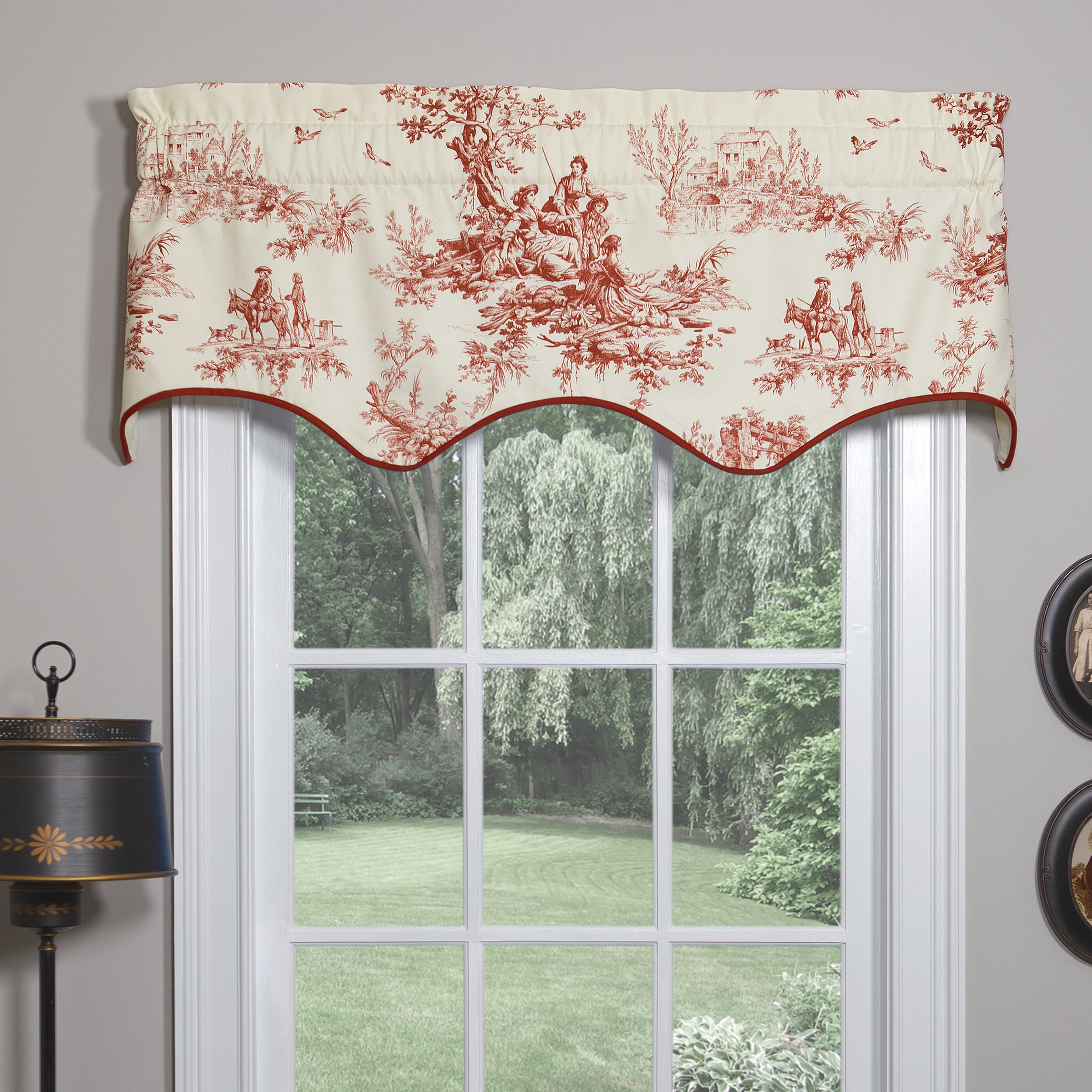 Thomasville At Home Bouvier Red Traditional Cotton Toile Filler Valance ...