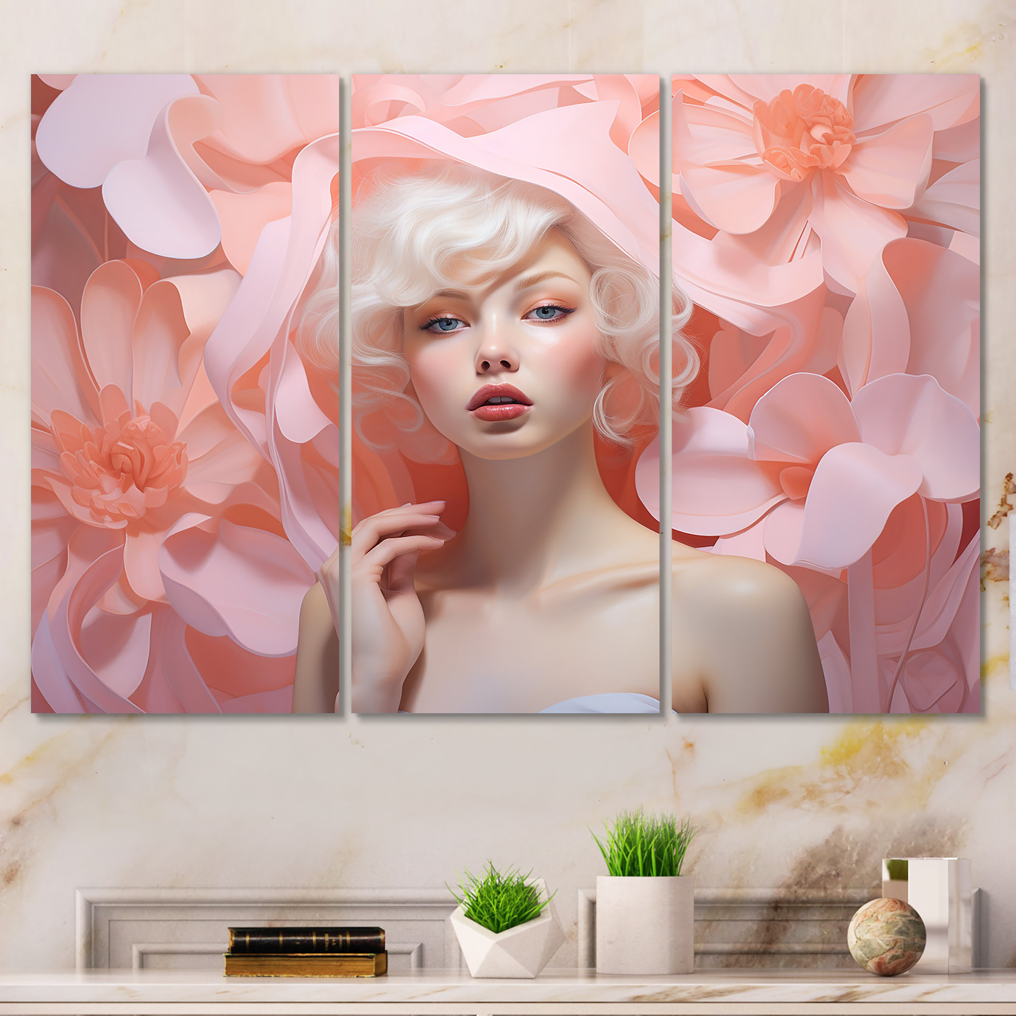 Mercer41 Cubism Pink Pastel Tones Woman Portrait III - Fashion Woman ...