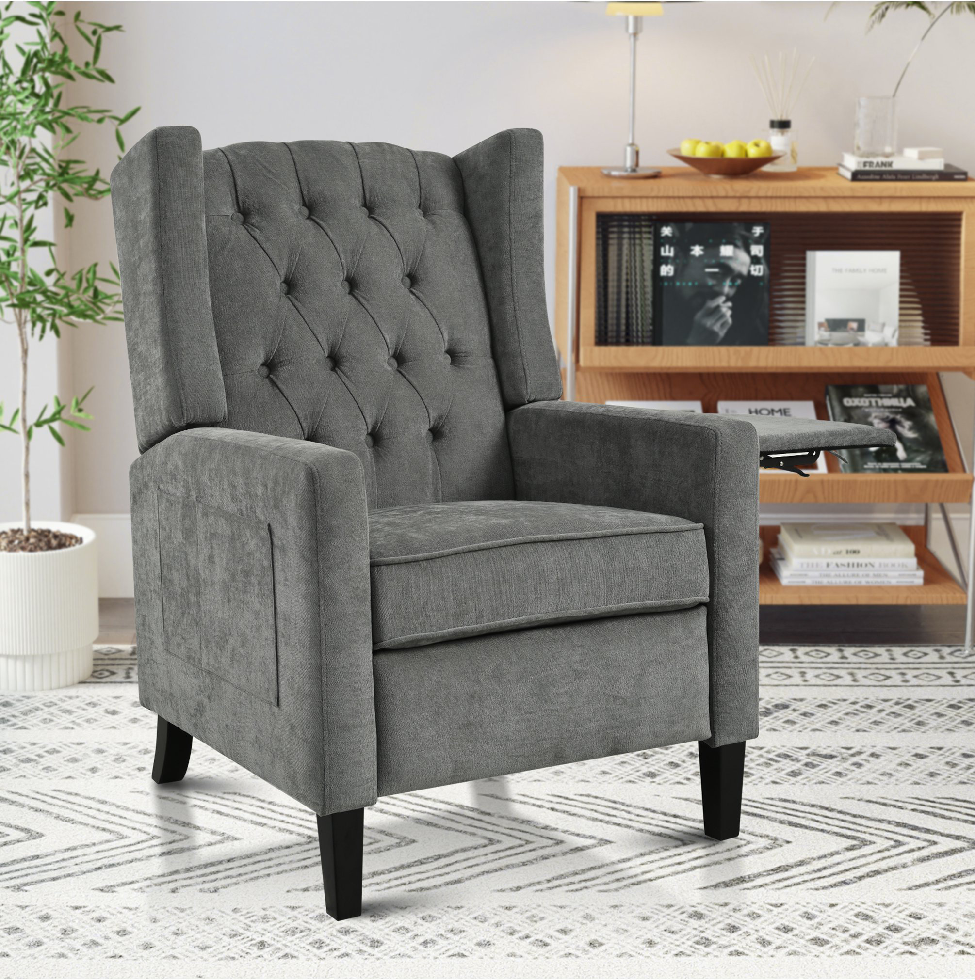 Red Barrel Studio Manual Adjustable Wingback Recliner Chair. With ...