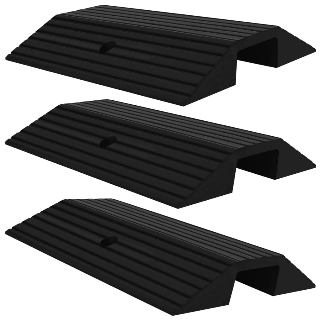 Vidaxl Bridge Threshold Ramps 3 Pcs 19.3X15.7X3.1" Rubber | Wayfair