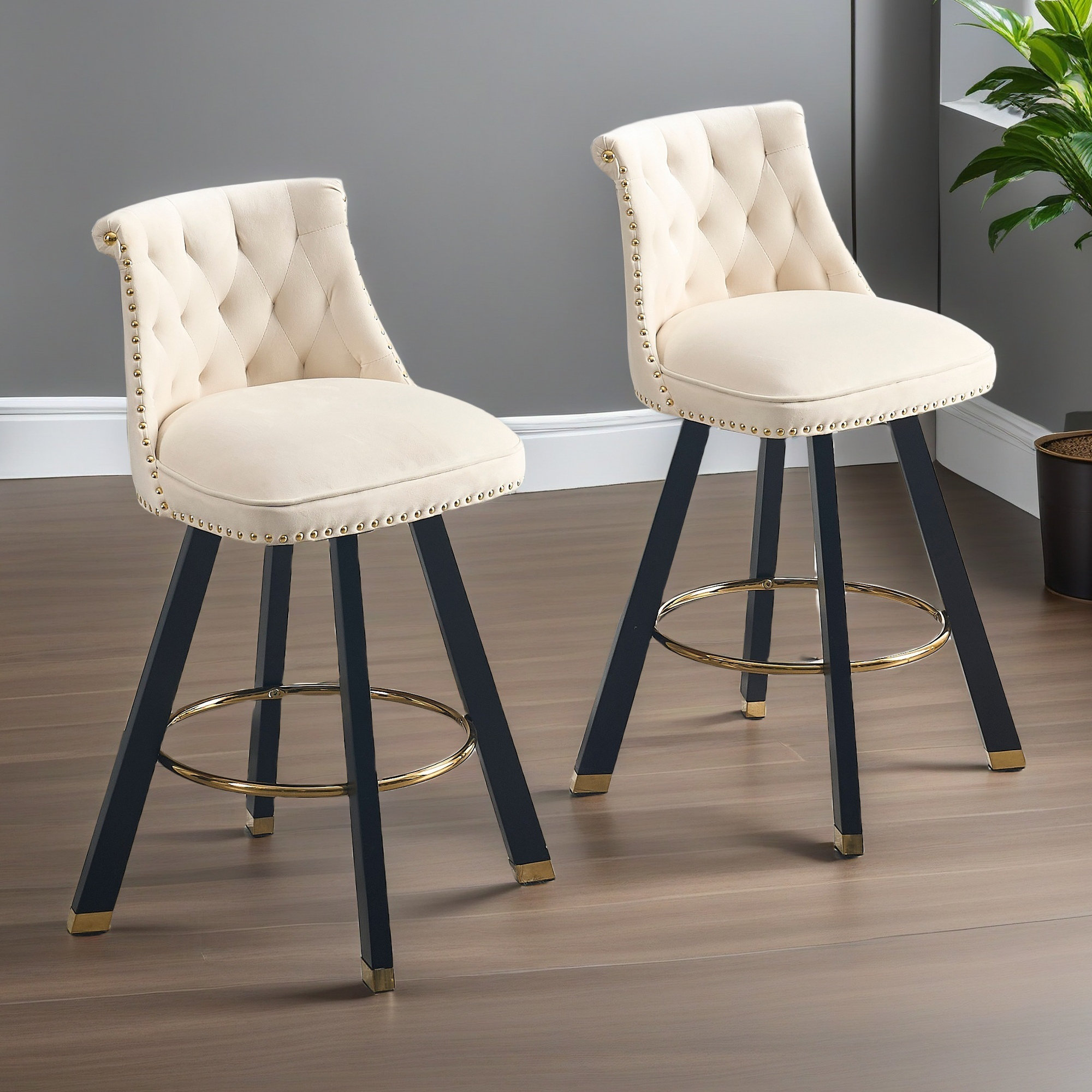 Everly Quinn Set Of 2,Back Pull Point Design, Velvet Material, 360 ...