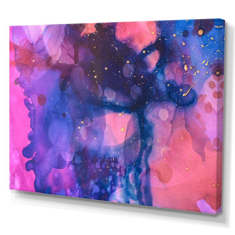Wrought Studio Blue Red Violet Splashes - Modern Canvas Wall Art ...