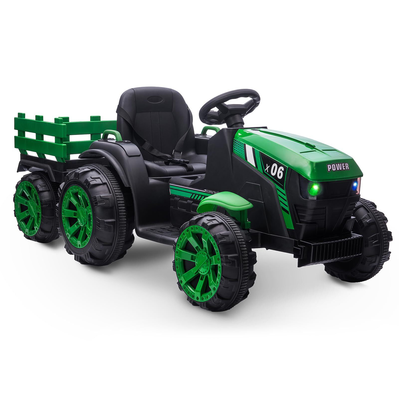 Hetoy 12V Kids Ride On Tractor With Trailer, Battery Powered Electric ...