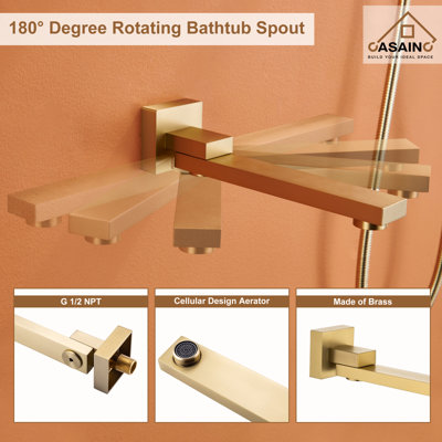 CASAINC Tub & Shower Faucet with Rough in-Valve | Wayfair