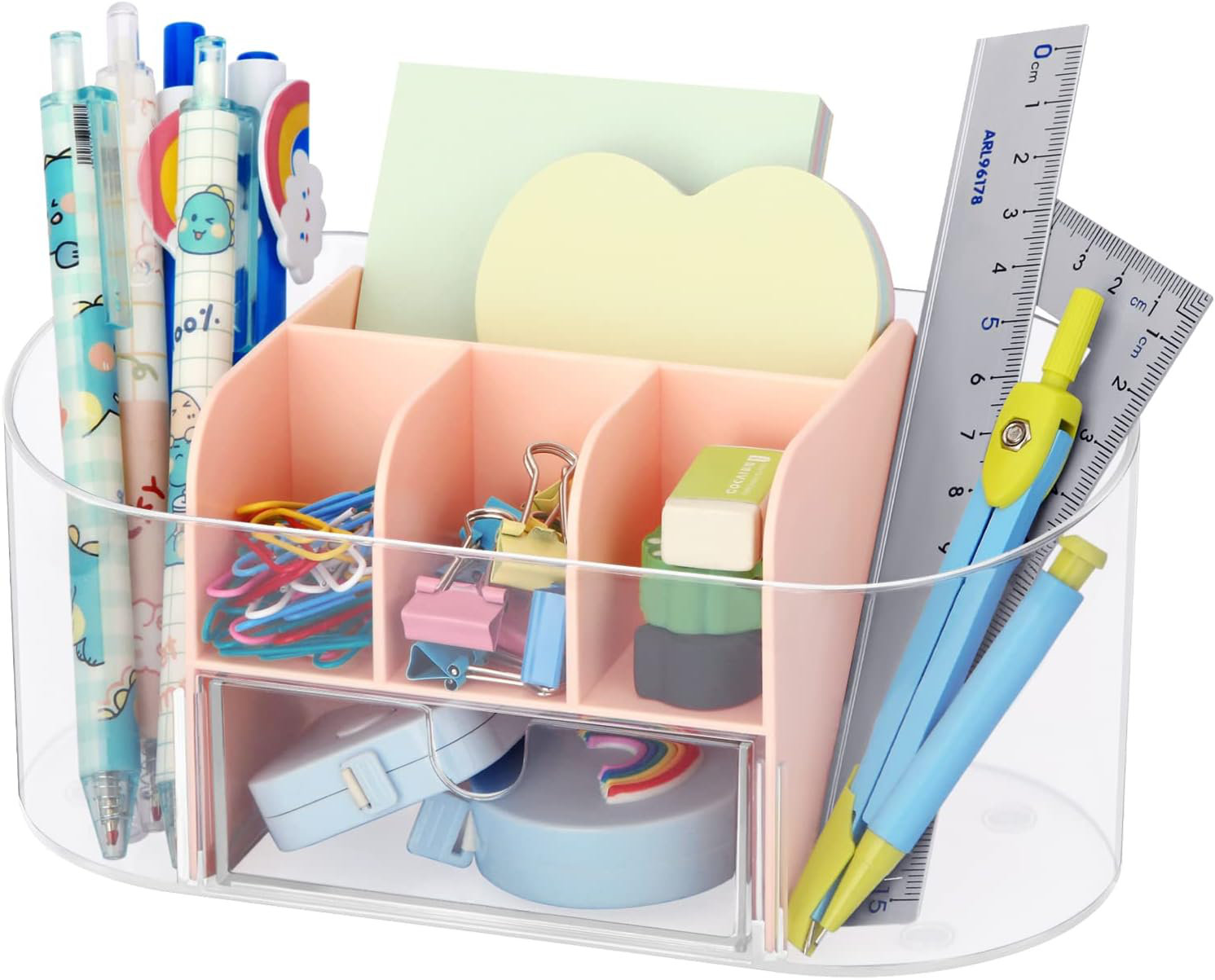 Inbox Zero Clear Desk Organizer with Drawer | Wayfair