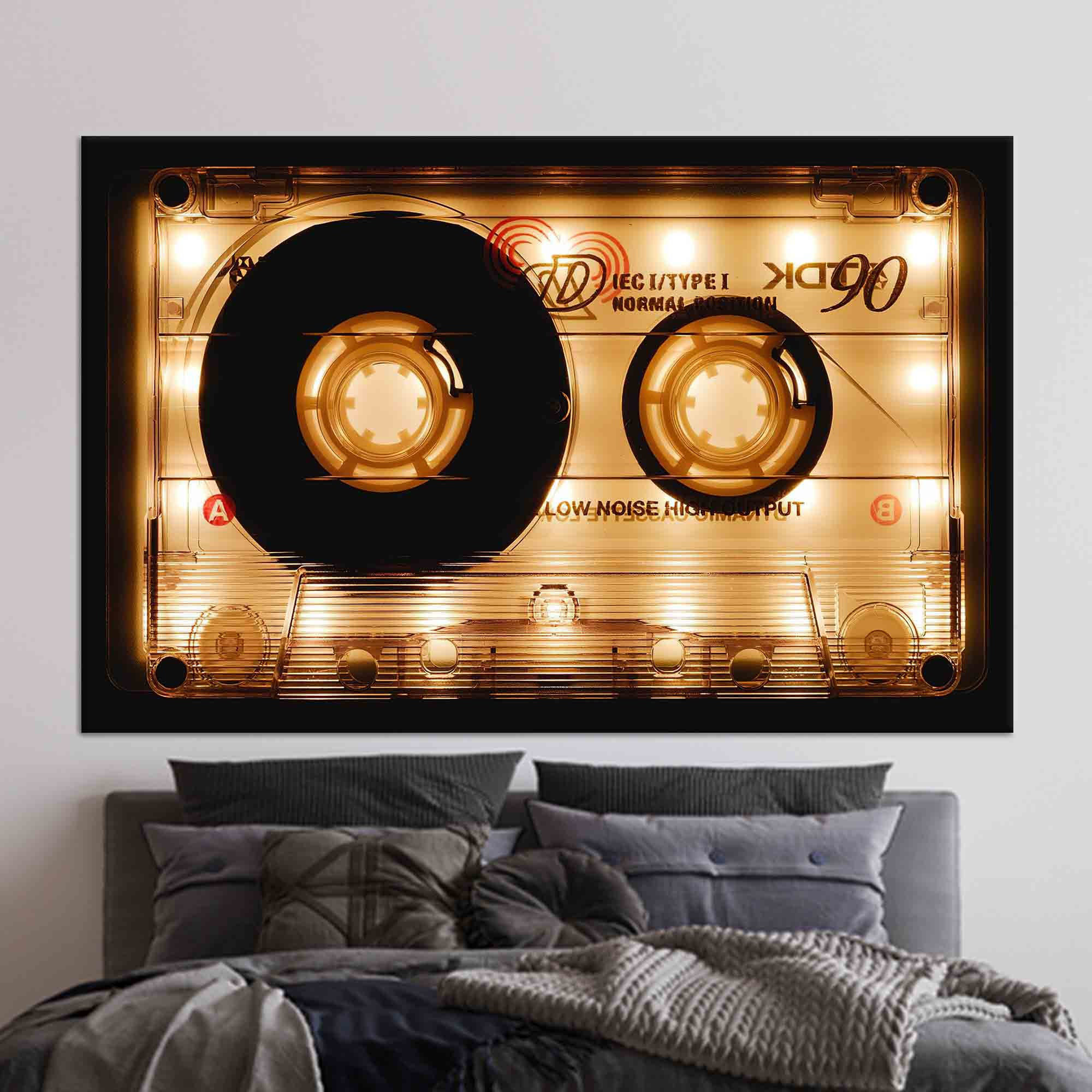 17 Stories Shimmering Audio Cassette Design on Cotton Canvas Wall Art ...