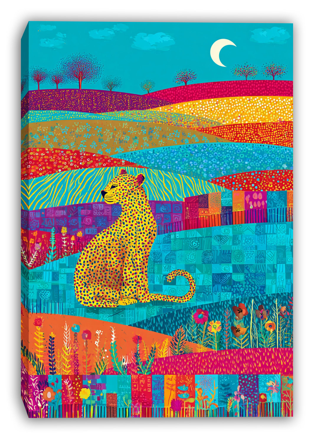 Ophelia & Co. Moonlit Leopard Vista Wrapped Canvas Wall Art | Wayfair