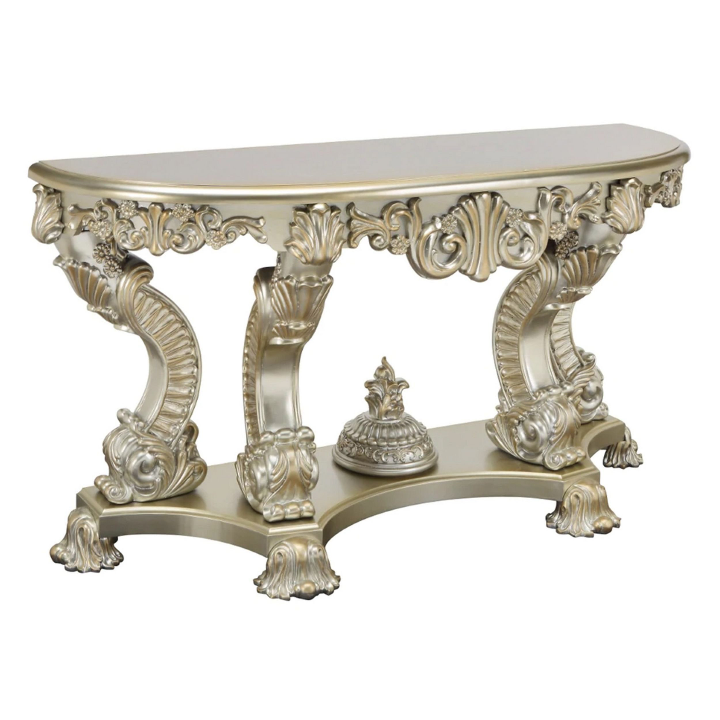 Rosdorf Park Gorou Transitional Sofa Table with Sculpture Floral Legs ...