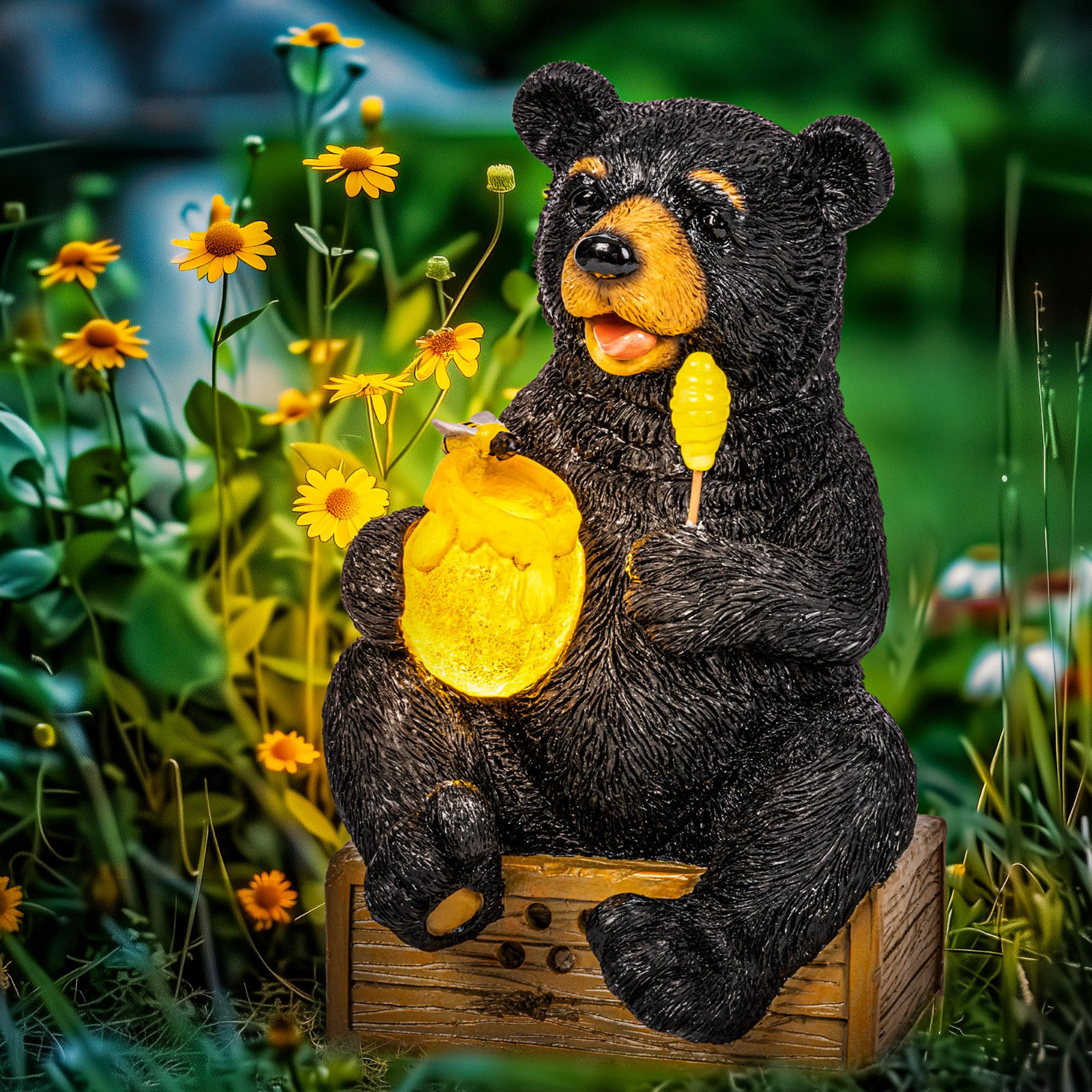 Trinx Solar Garden Cute Bear Outdoor Statues - Wayfair Canada