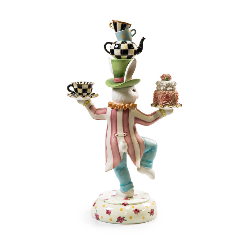 MacKenzie-Childs Rose Rabbit Centerpiece Figurine | Wayfair