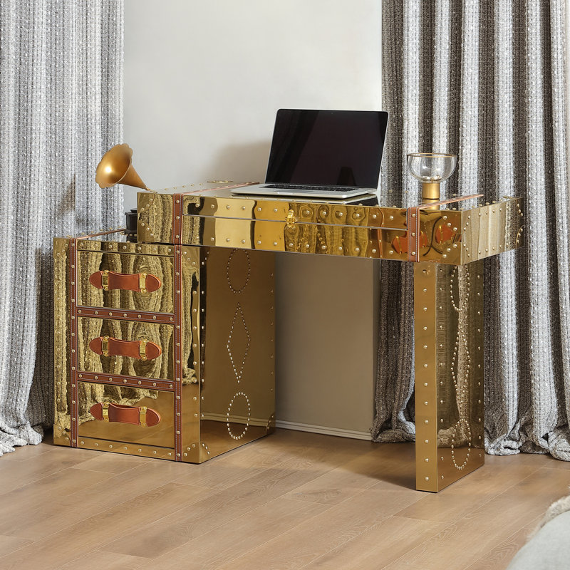 Everly Quinn Stainless steel box Makeup vanity & Reviews | Wayfair