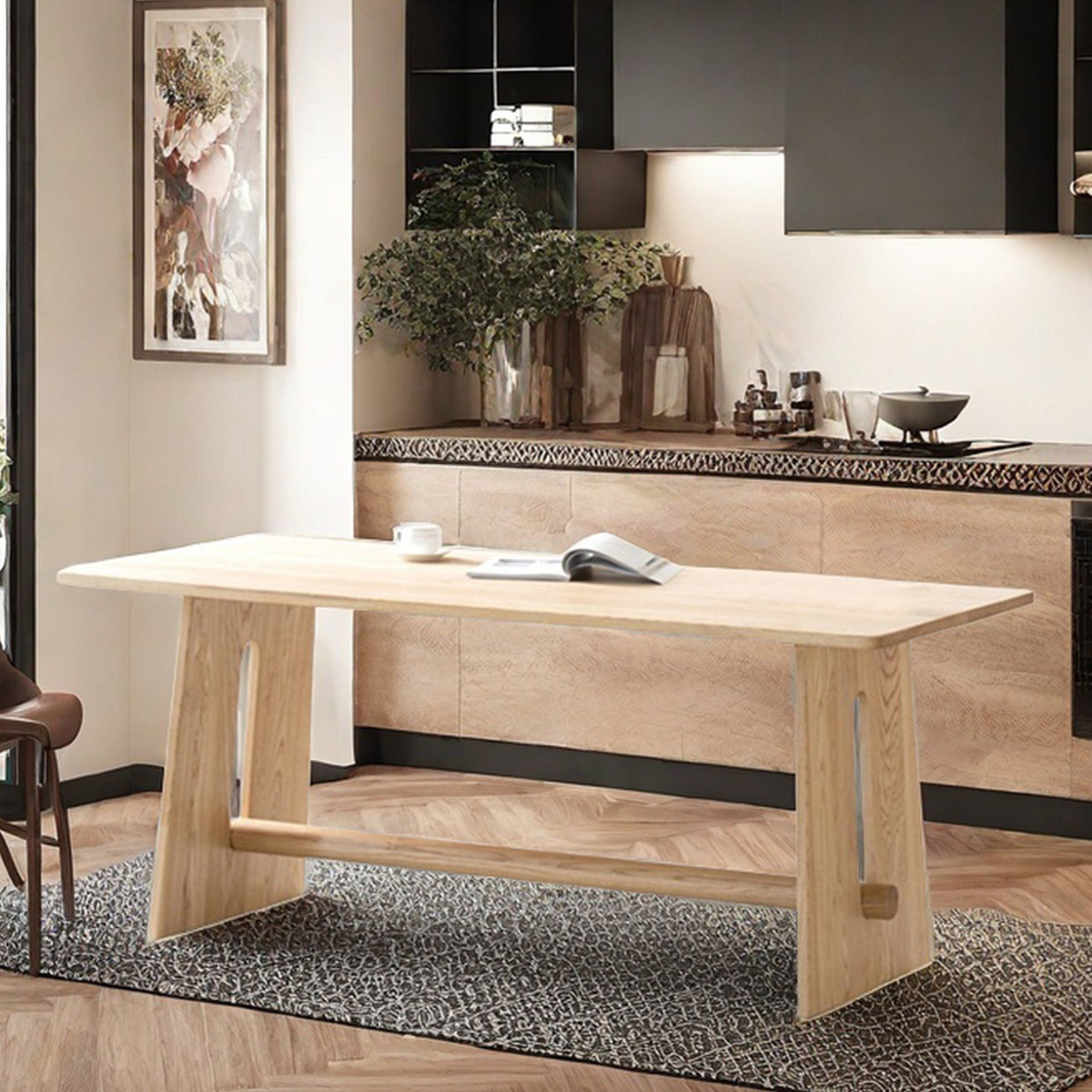 Sleek Surface Designs Ash wood table all solid wood table simple | Wayfair