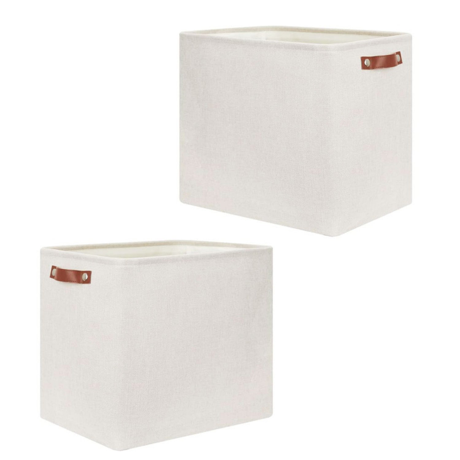 AKLOV Collapsible Canvas Linen Storage Basket, Set of 2 | Wayfair
