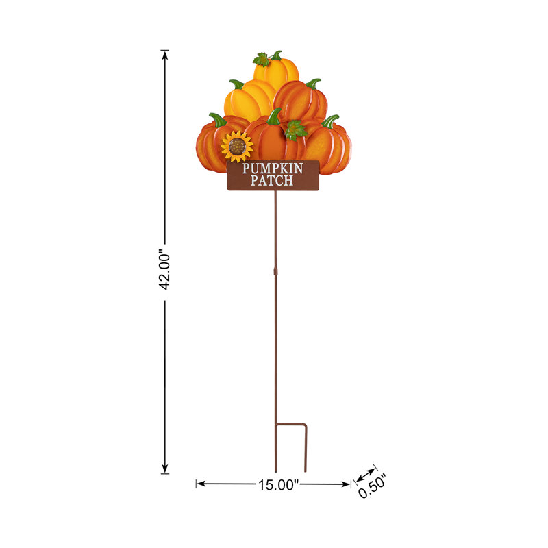 The Holiday Aisle® 42"H Fall Metal Pumpkins Stack Yard Stake | Wayfair