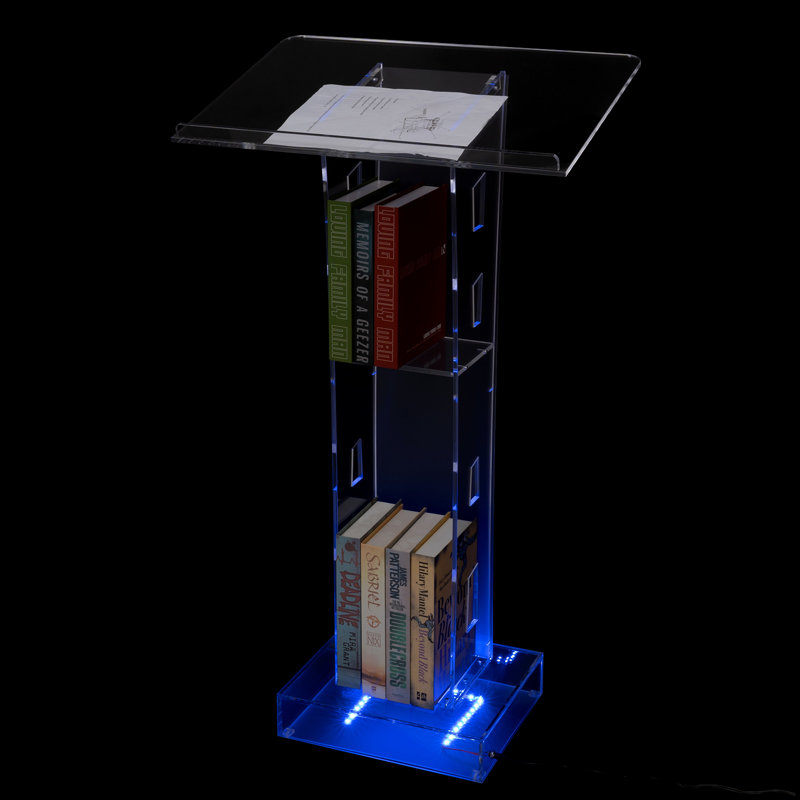 JOYDING 43.31" Acrylic Transparent Podium Lectern With Blue LED | Wayfair