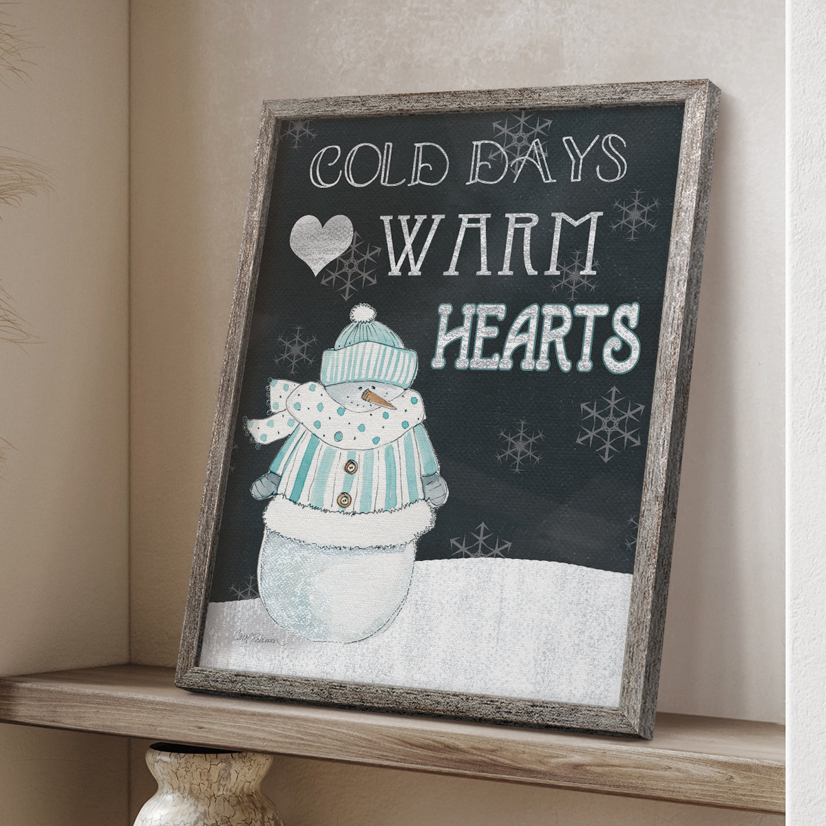 The Holiday Aisle® Cold Days Warm Hearts Framed Print - Solid Wood ...
