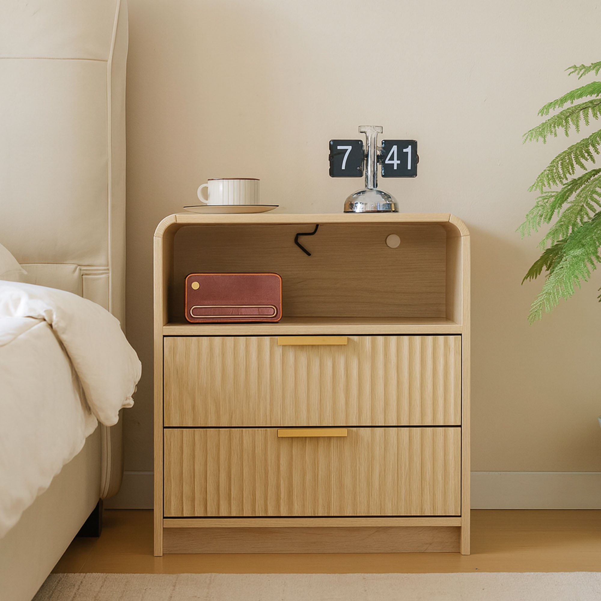 Ebern Designs Avalie Boho 2-Piece Bedroom Set, 55" Fluted 6 Drawer ...