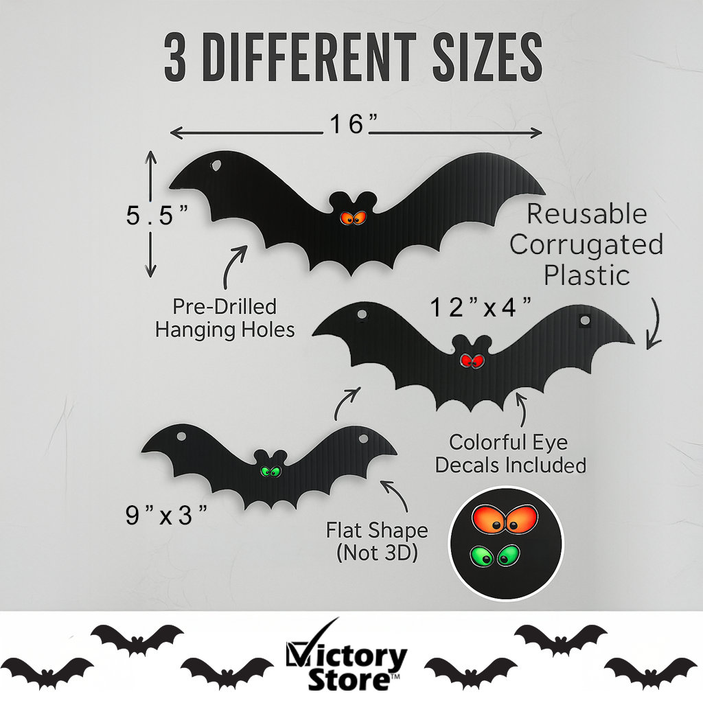 The Holiday Aisle® 12 Piece Scary Bats Hanging Yard Decoration Set ...