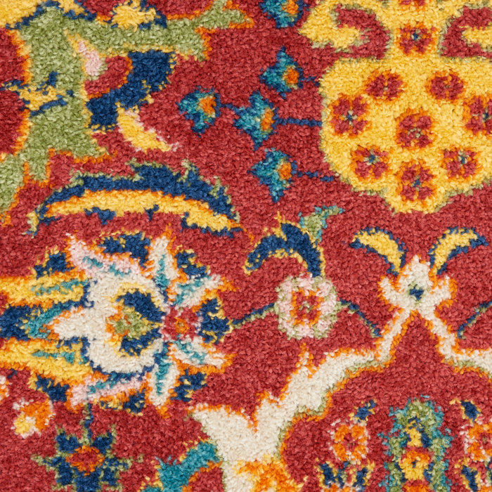 Bungalow Rose Whitehurst Performance Red/Yellow/Green Rug & Reviews ...