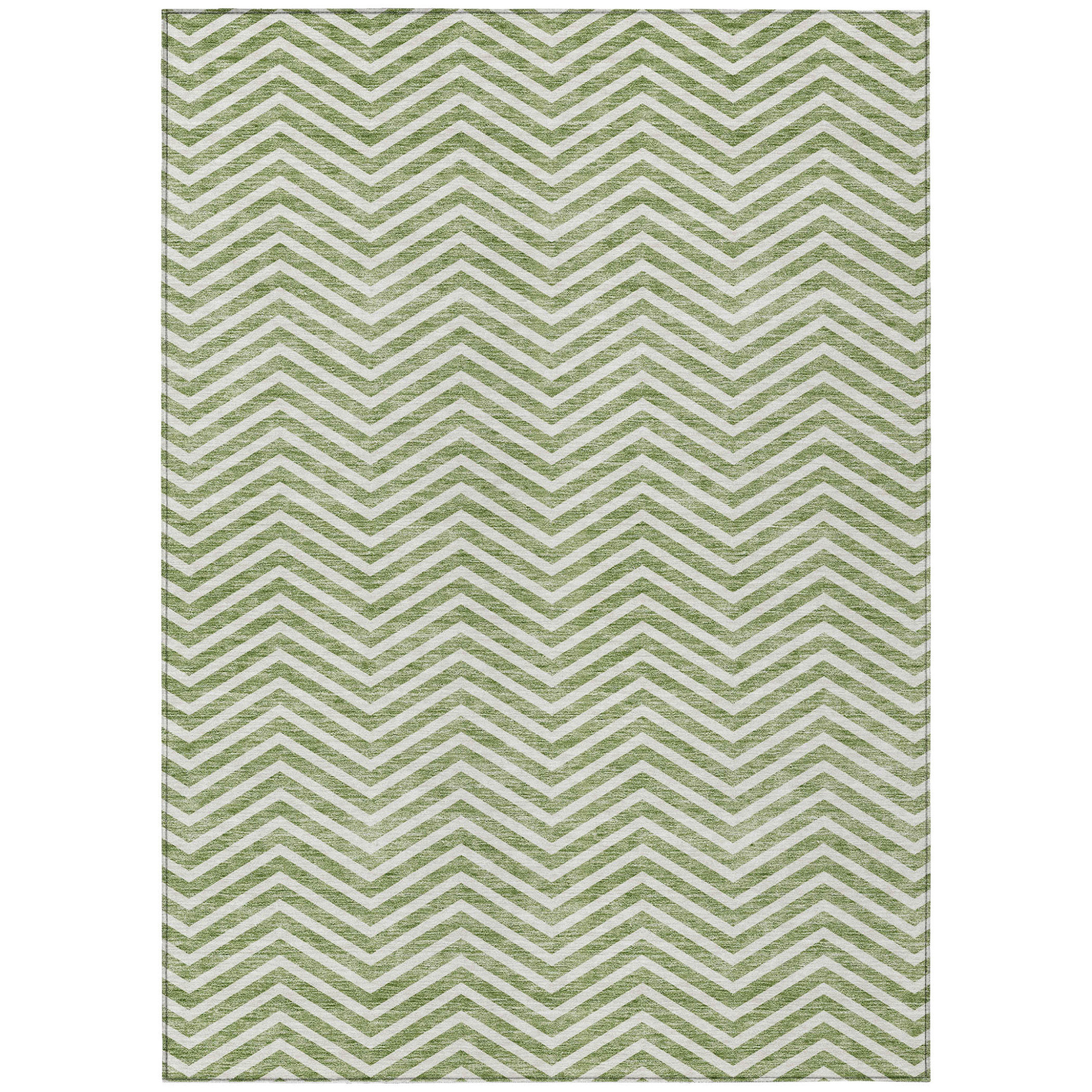 HomeRoots 8' X 10' Green Chevron Washable Indoor Outdoor Area Rug | Wayfair