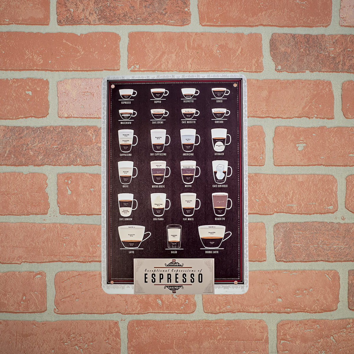 Trinx Metal Coffee Espresso Drink Recipes Menu Wall Sign Cafe Art ...