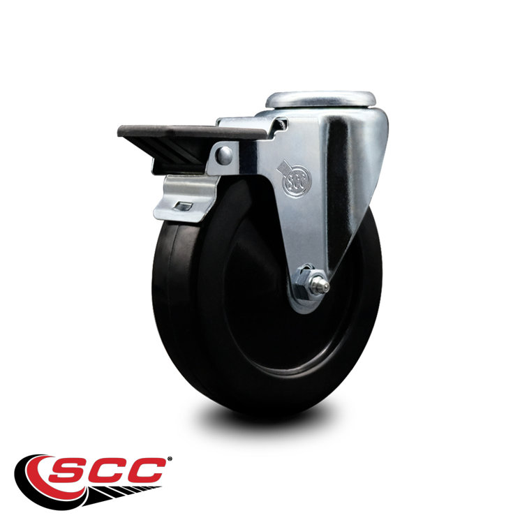Service Caster 5 Inch Hard Rubber Wheel Swivel Bolt Hole Caster with ...