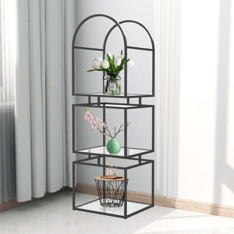 Everly Quinn 3 Tier Open Glass Shelves Display Case | Wayfair