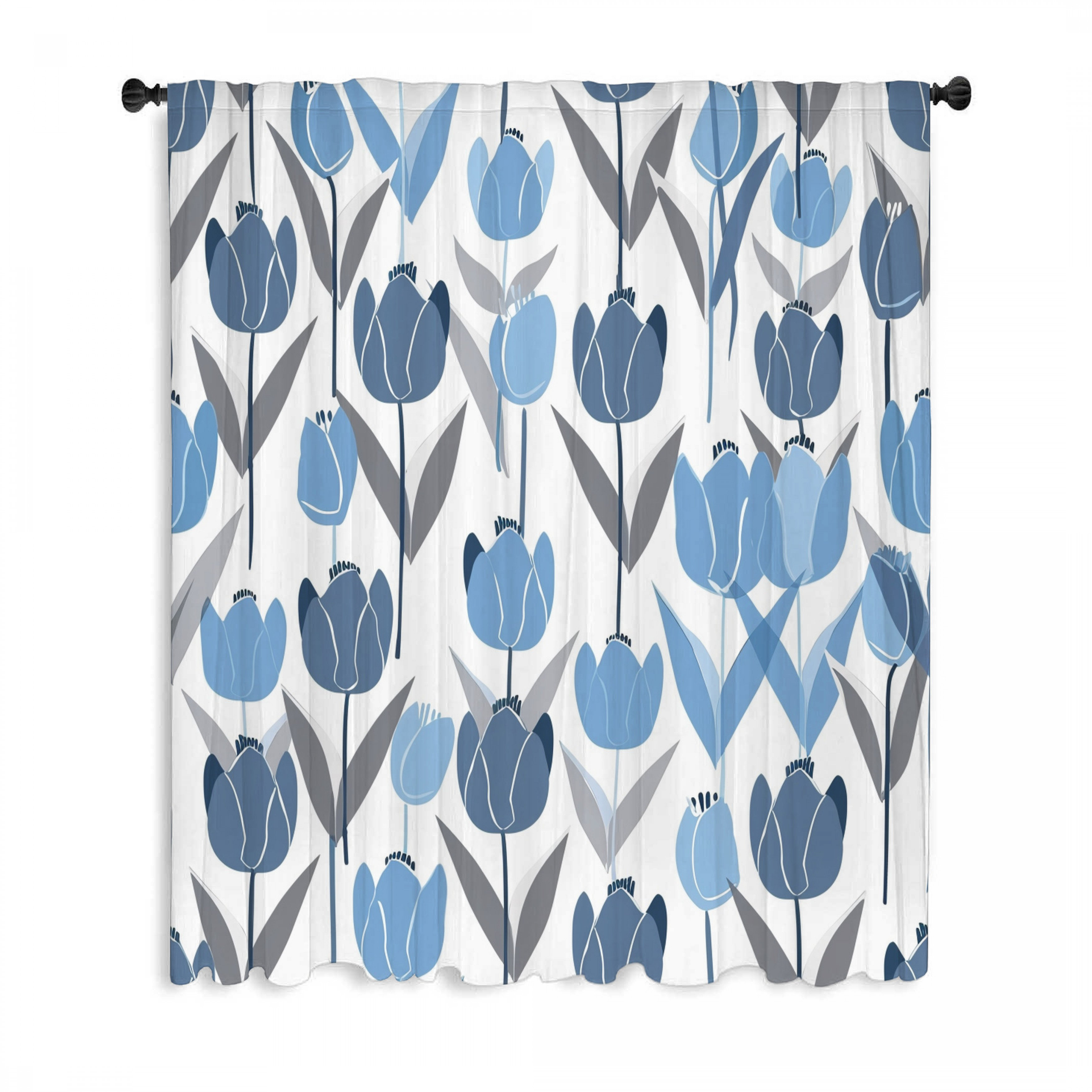 Dakota Fields Tulip Pattern Window Curtains, Floral Blockout & Sheer ...