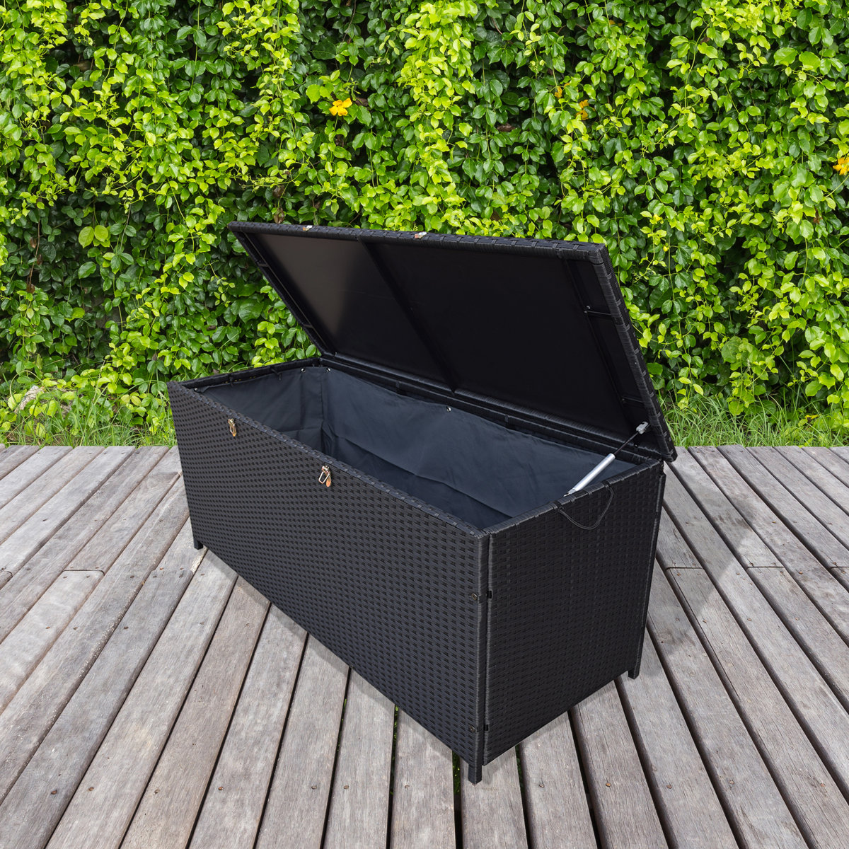 Oakland Living Indoor and Outdoor 113 Gallon Wicker Deck Box & Reviews ...