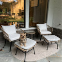 Wade Logan® Ingle Wicker Outdoor Ottoman with Sunbrella® Cushion ...