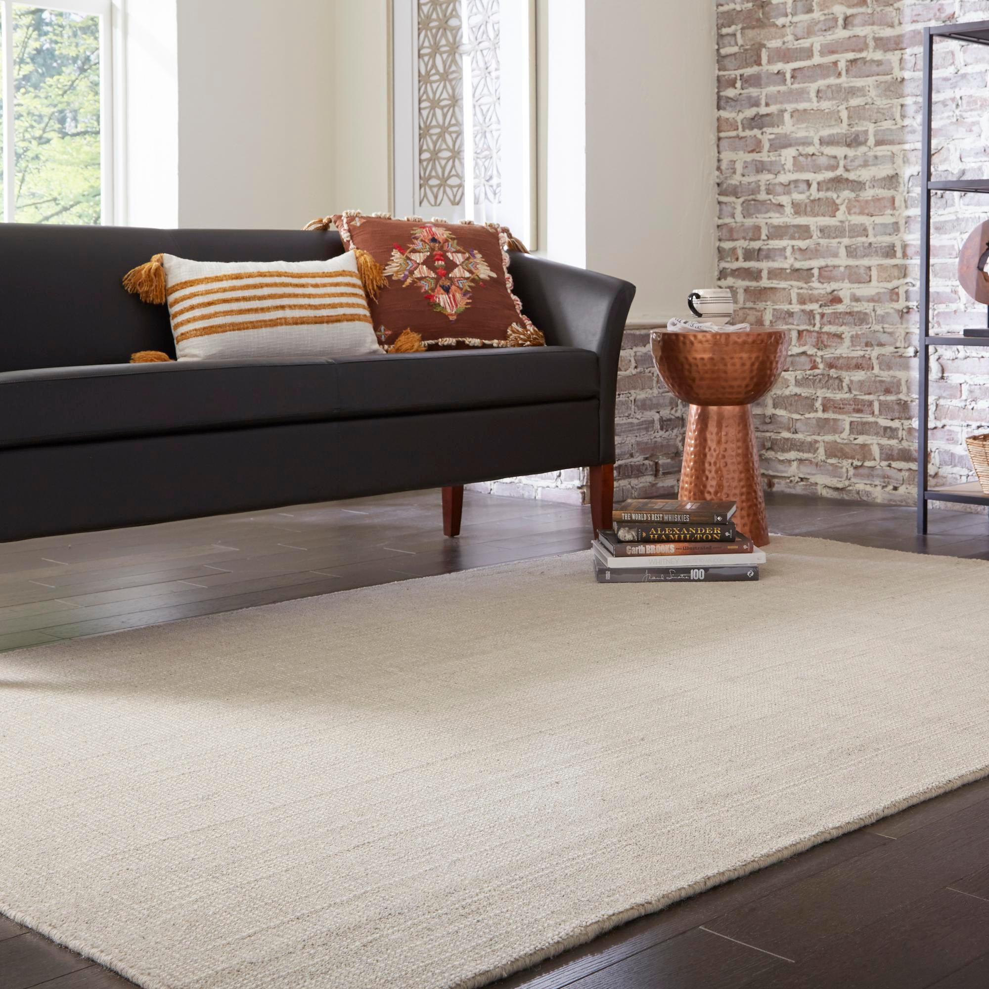 Gracie Oaks Solid/Striped Liabah Area Rug Vanilla Bean-Ivory Color ...